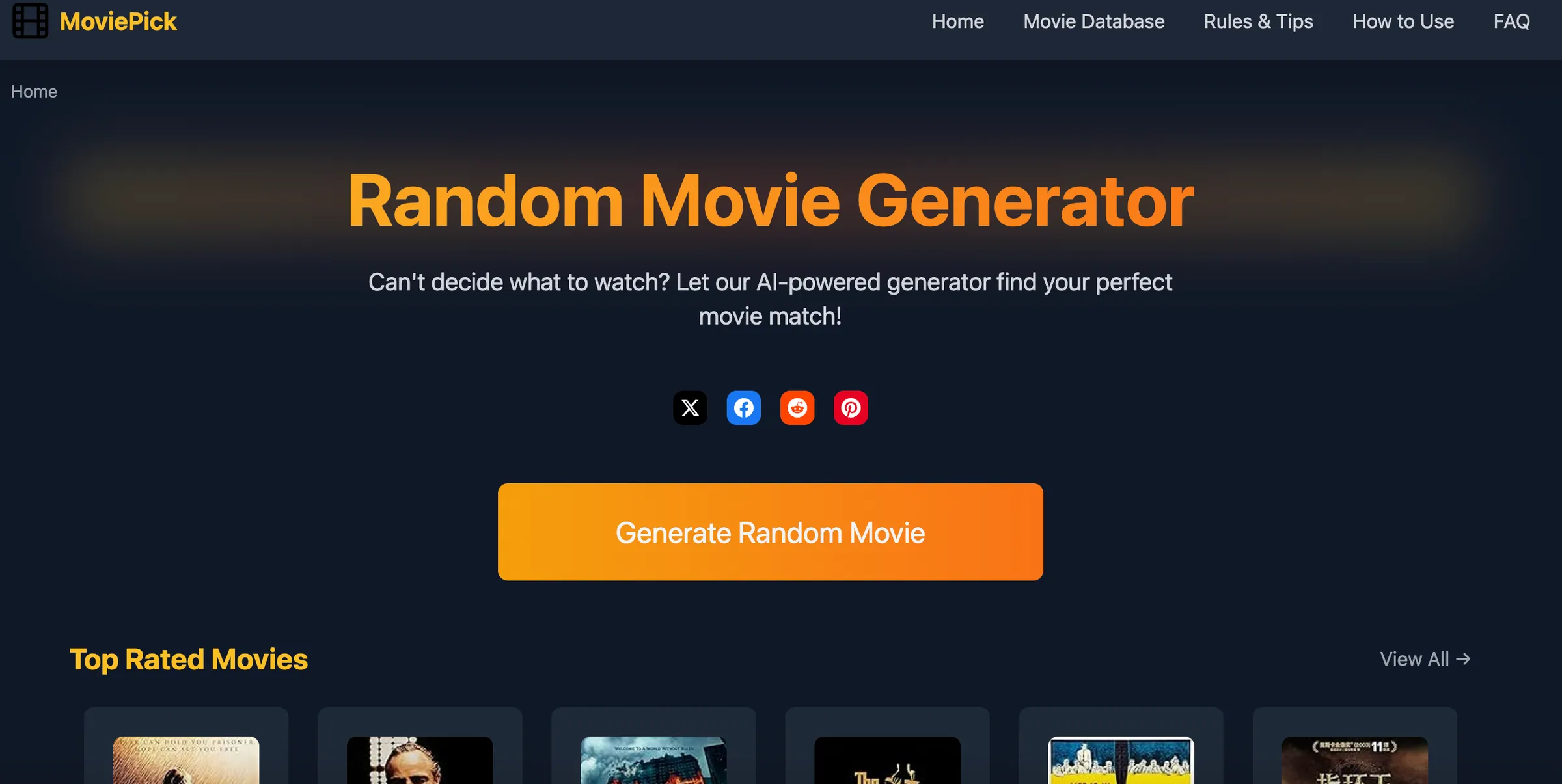 Movie Pick : Movie Picker offers a fun and simple way to discover random movies across ...
