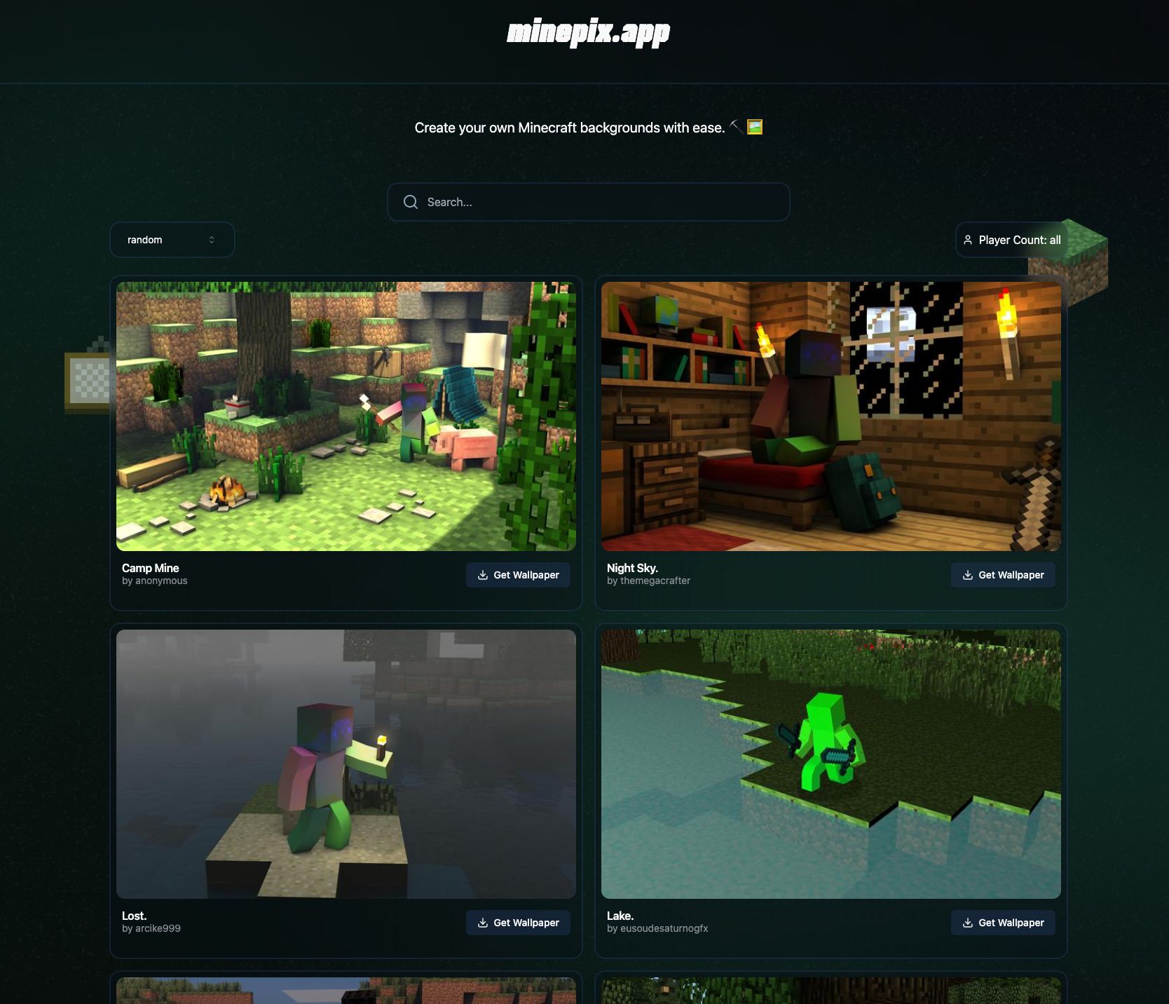 MinePix Wallpaper: Create personalized Minecraft wallpapers with your own skin | AlternativeTo