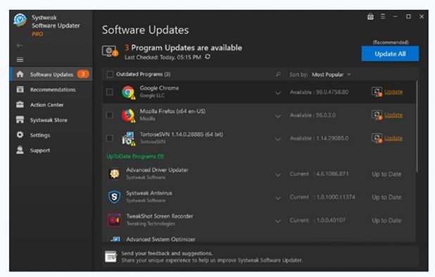 Systweak Software Updater: Effortlessly replace outdated software with ...