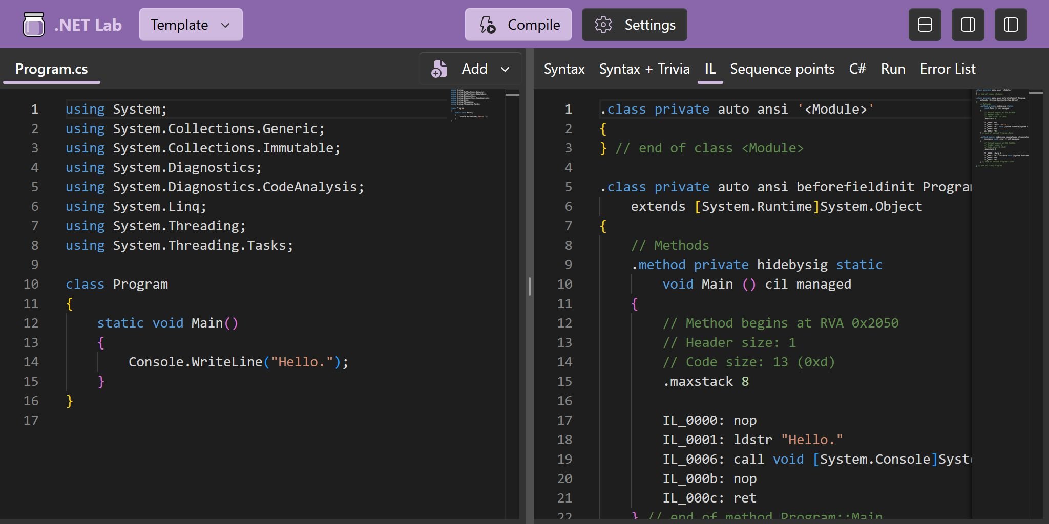 .NET Lab: C# and Razor compiler playground in the browser via Blazor WebAssembly | AlternativeTo