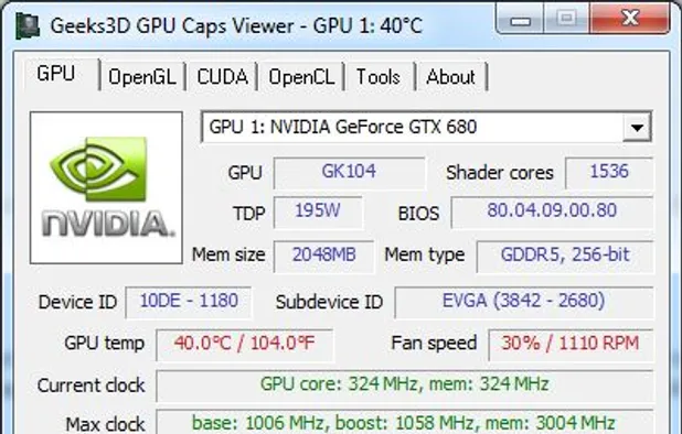 GPU Caps Viewer: OpenGL, OpenCL, CUDA APIs and graphics card / GPU ...